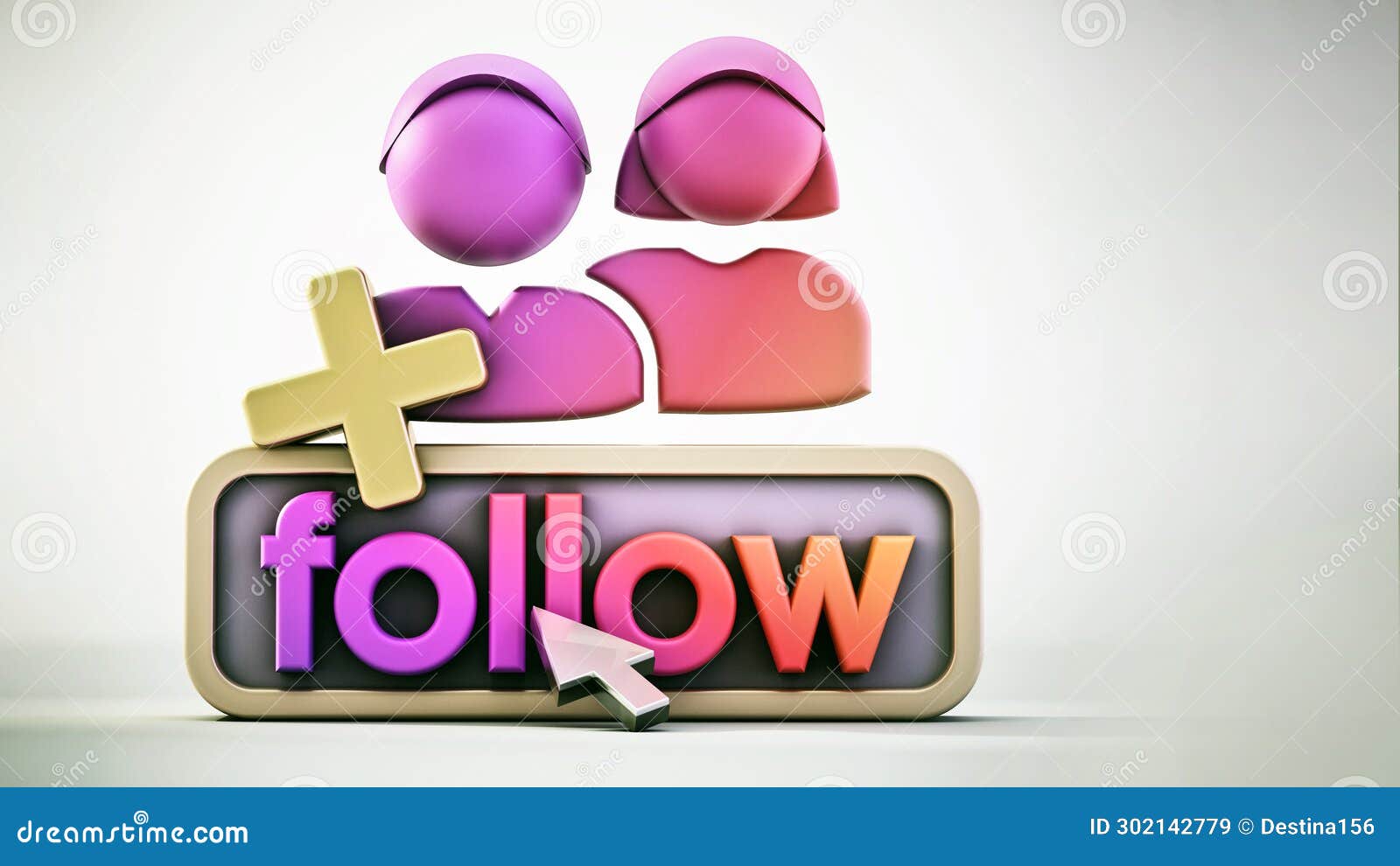 Follow Button and Generic Follower Icons. 3D Illustration Stock ...