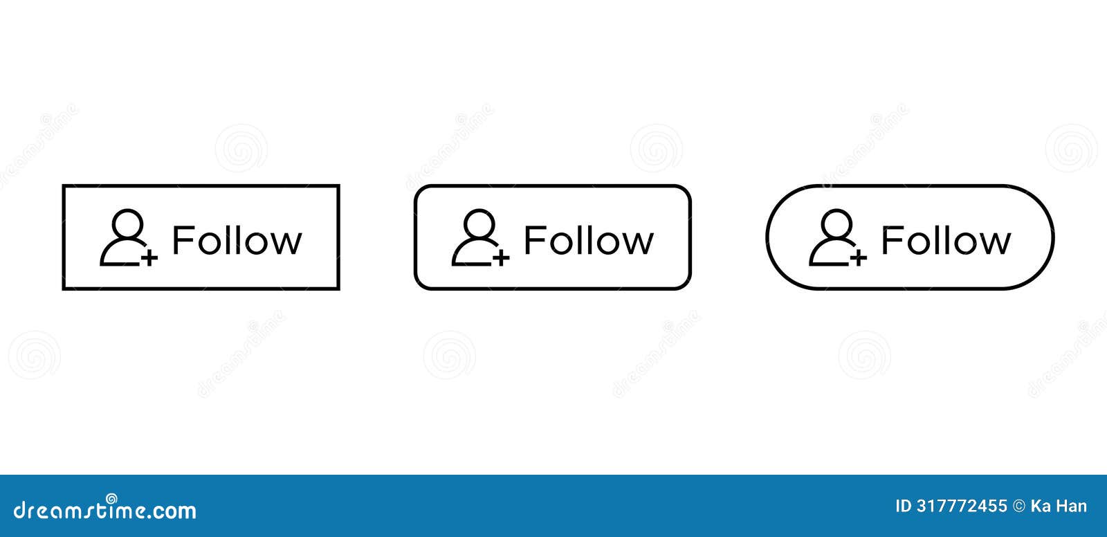 Follow Button Icon Set. Social Media Elements Stock Vector ...