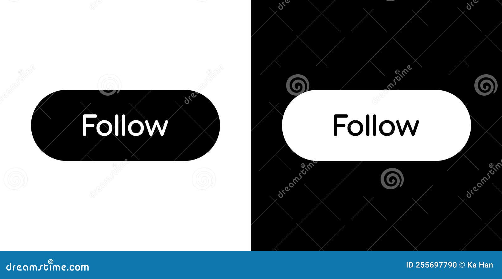 Follow Button Icon Vector in Clipart Style. Social Media Elements Stock ...