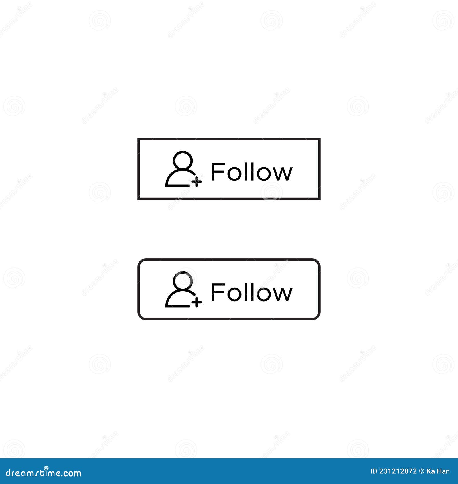 Follow Button Icon Vector in Line Style Stock Vector - Illustration of ...