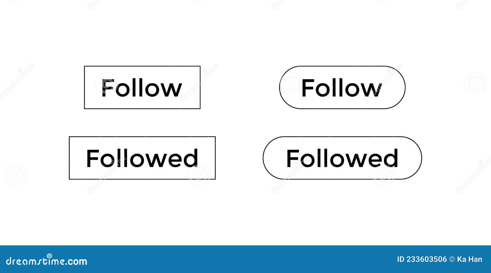 Follow Button Icon Vector Set Collection Stock Vector - Illustration of ...