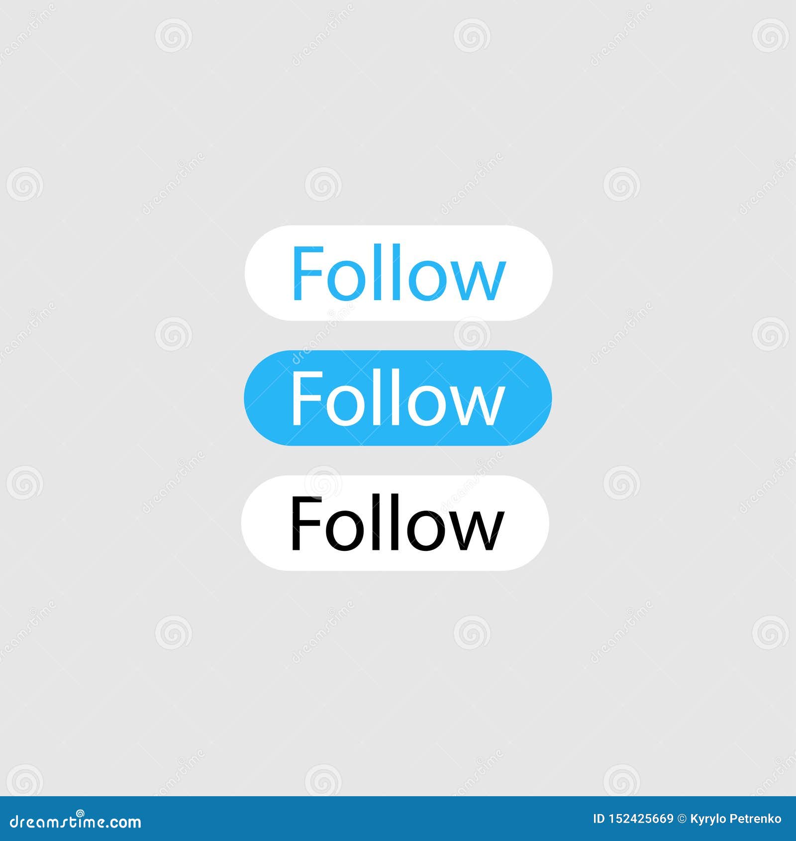 Follow Button Hree Colours White Blue Black Stock Vector - Illustration ...
