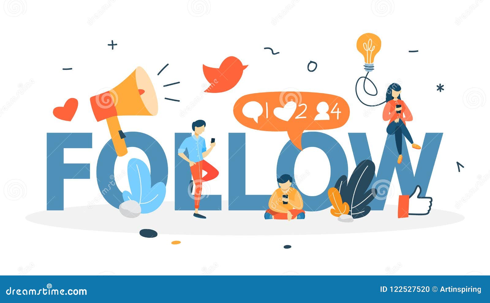 Follow Concept Illustration Stock Vector - Illustration of connected ...