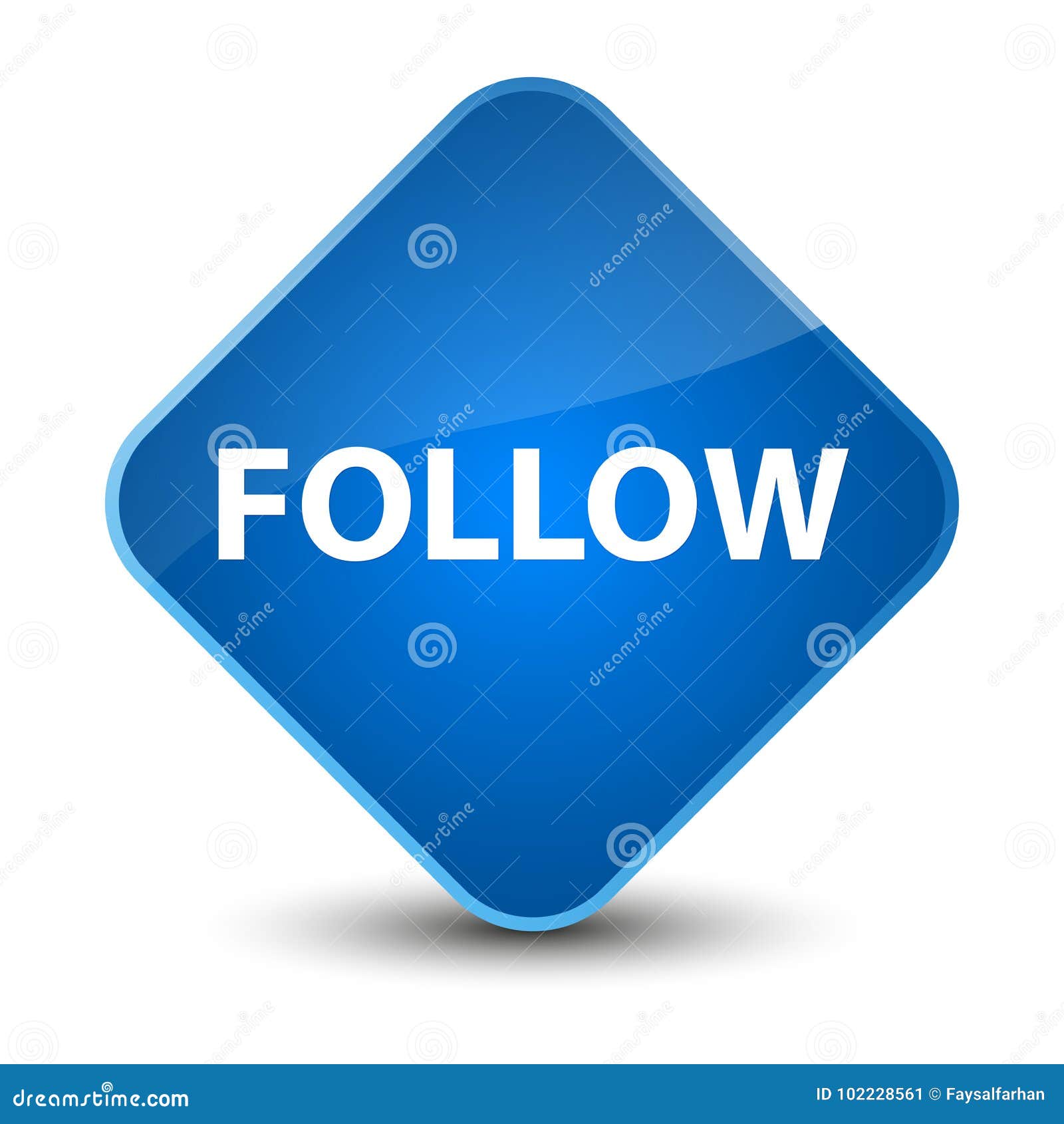 Follow Elegant Blue Diamond Button Stock Illustration - Illustration of ...