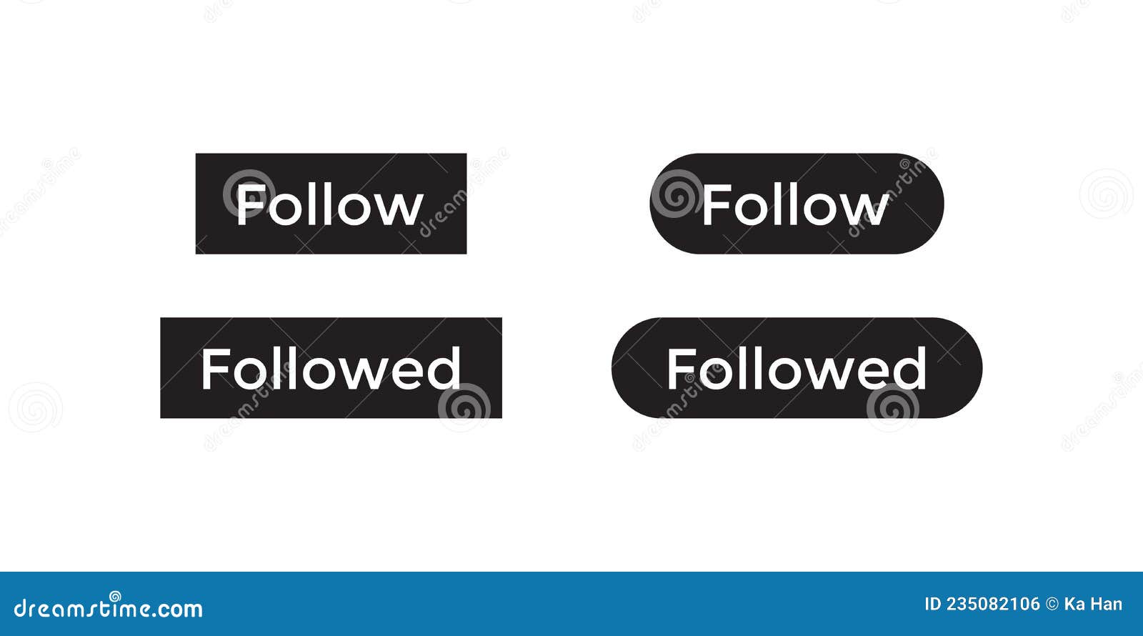 Follow, Followed Button Icon Vector in Flat Style Stock Vector ...