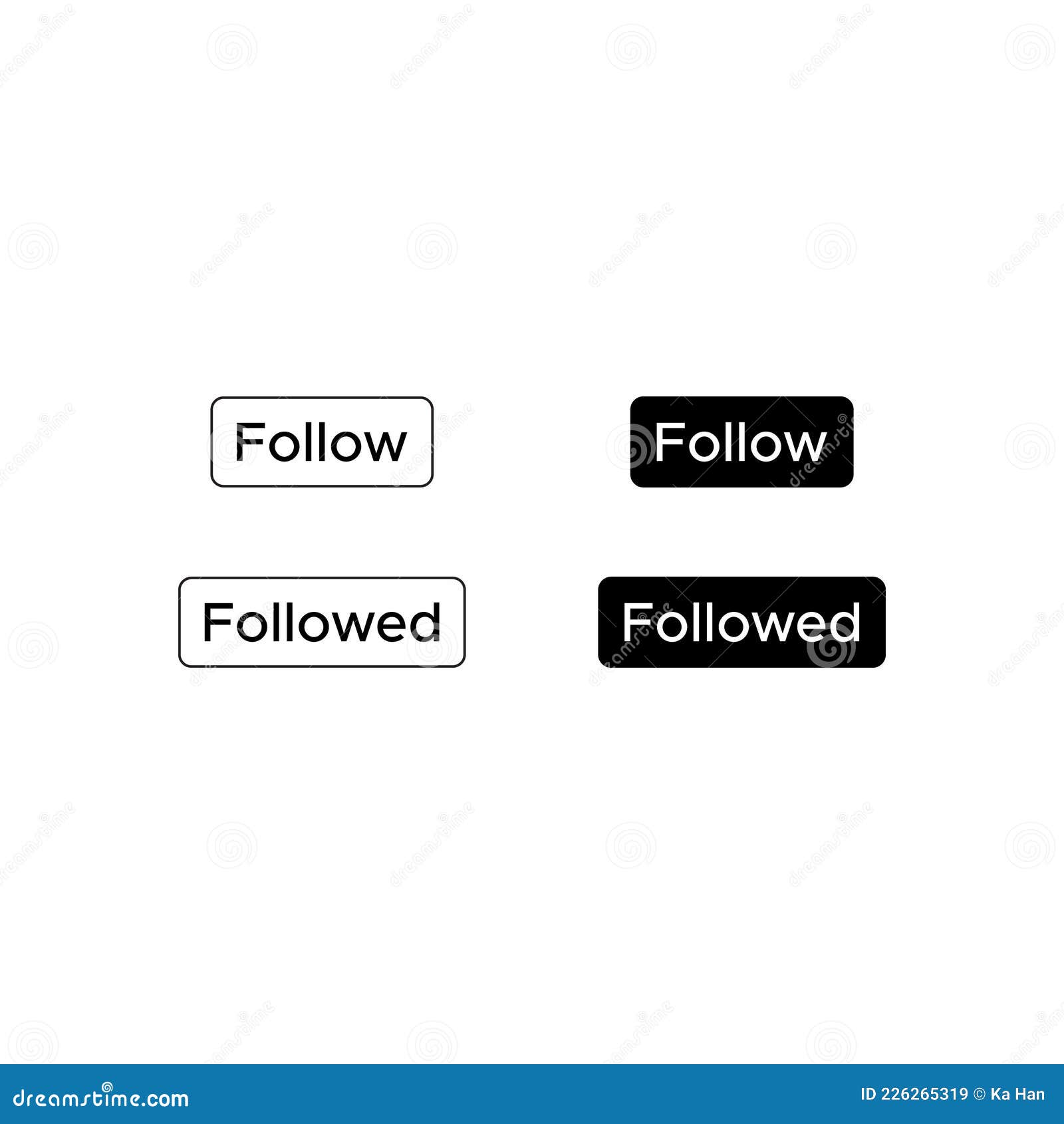 Follow, Followed Button Icon Vector Stock Vector - Illustration of ...