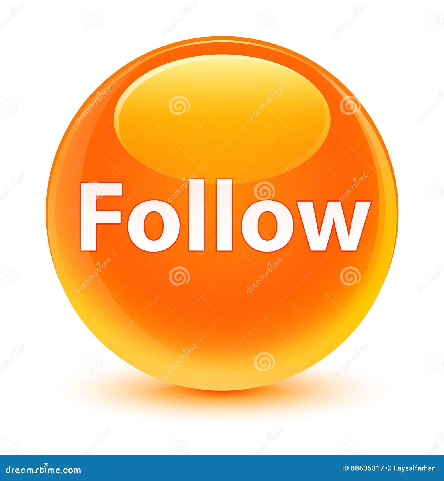 Follow Glassy Orange Round Button Stock Illustration - Illustration of ...