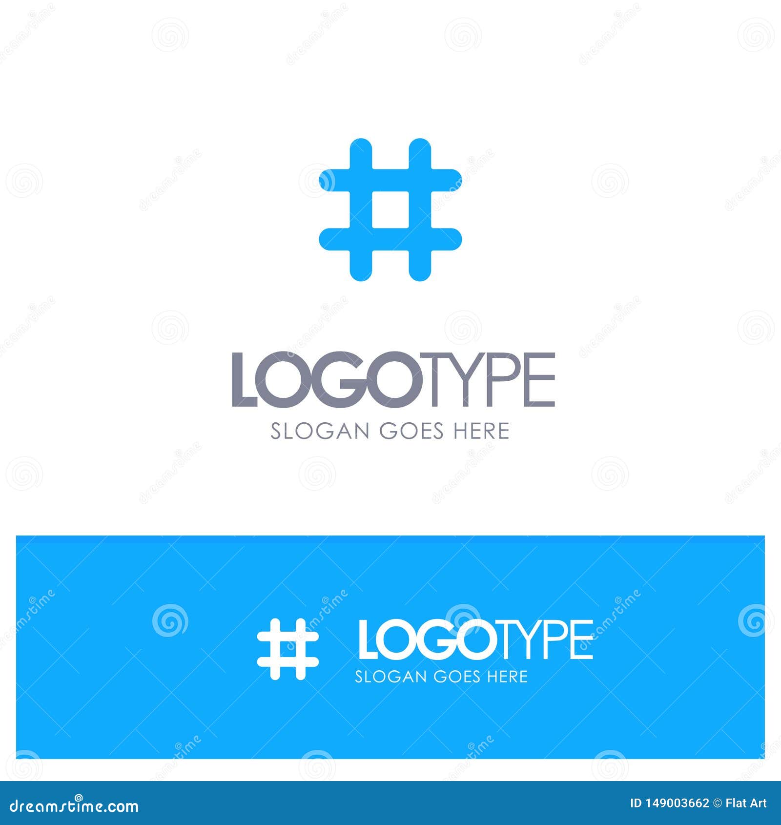 Follow, Hash Tag, Tweet, Twitter Blue Solid Logo with Place for Tagline ...
