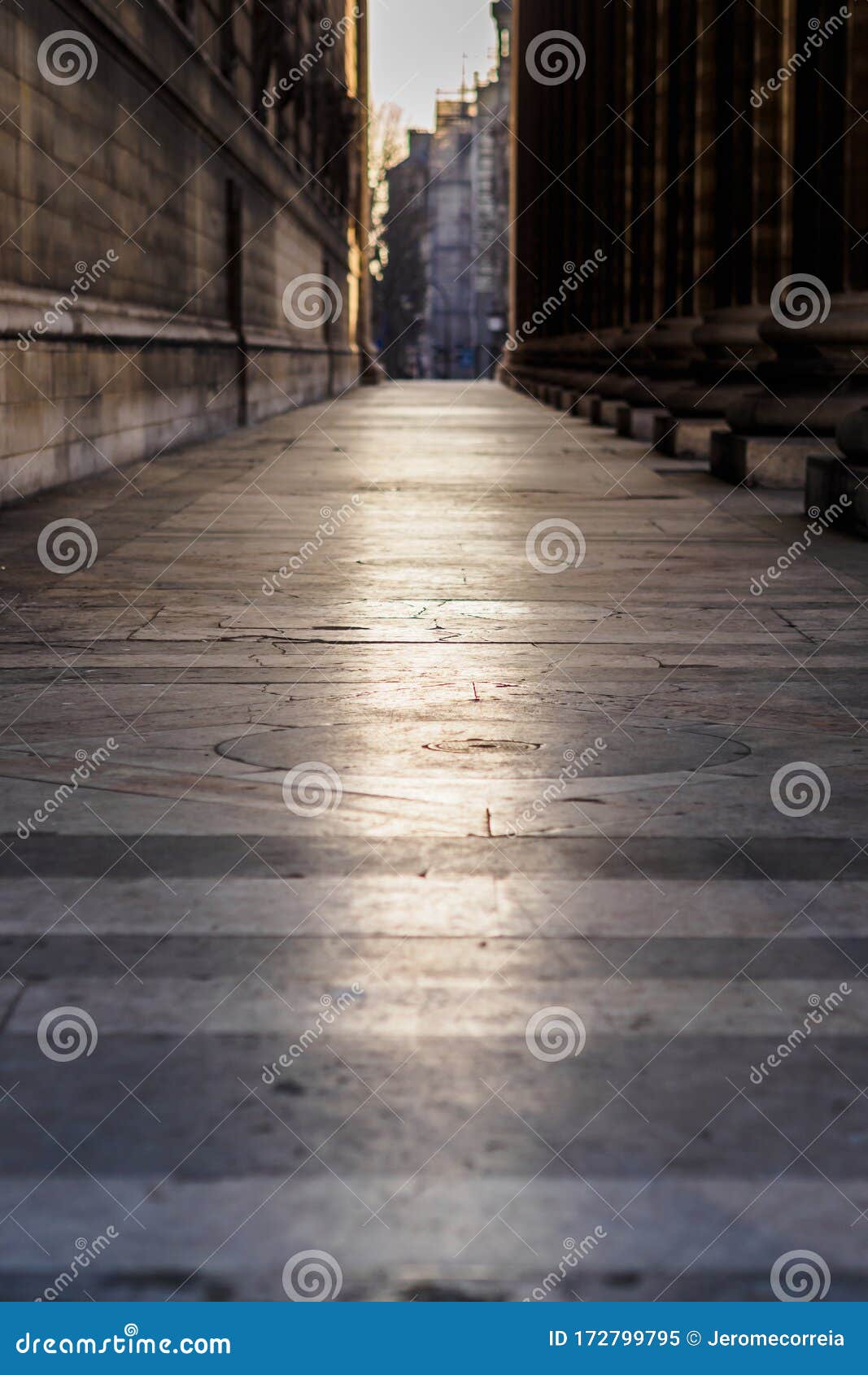Follow the Light between the Guiding Columns Stock Image - Image of ...
