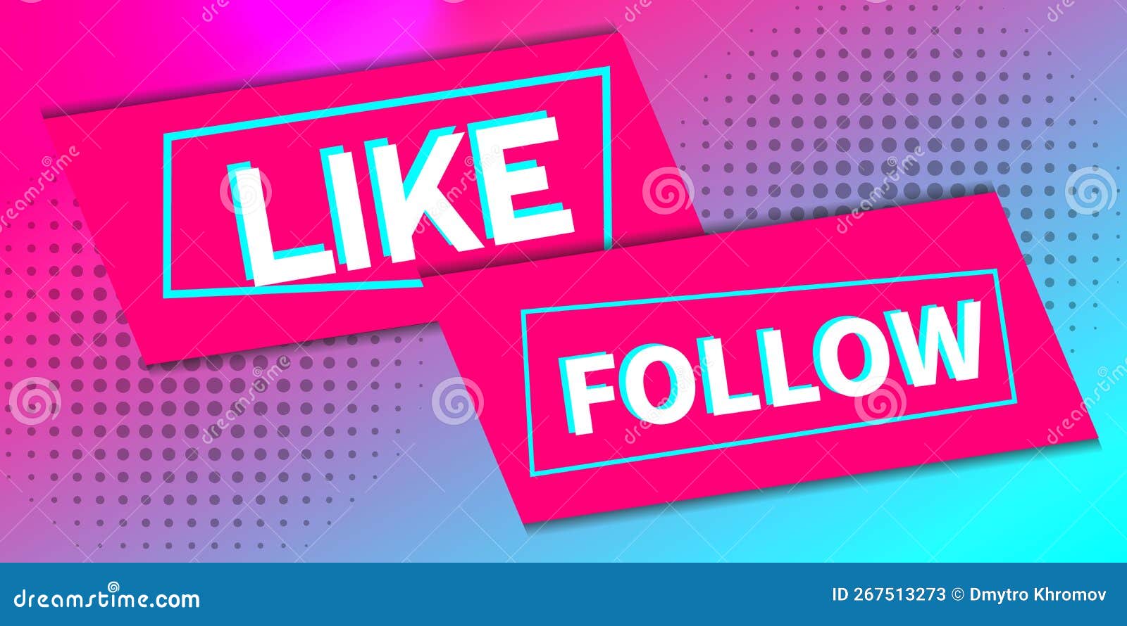 Follow - Live. Background in the Style of the Social Network. Modern ...