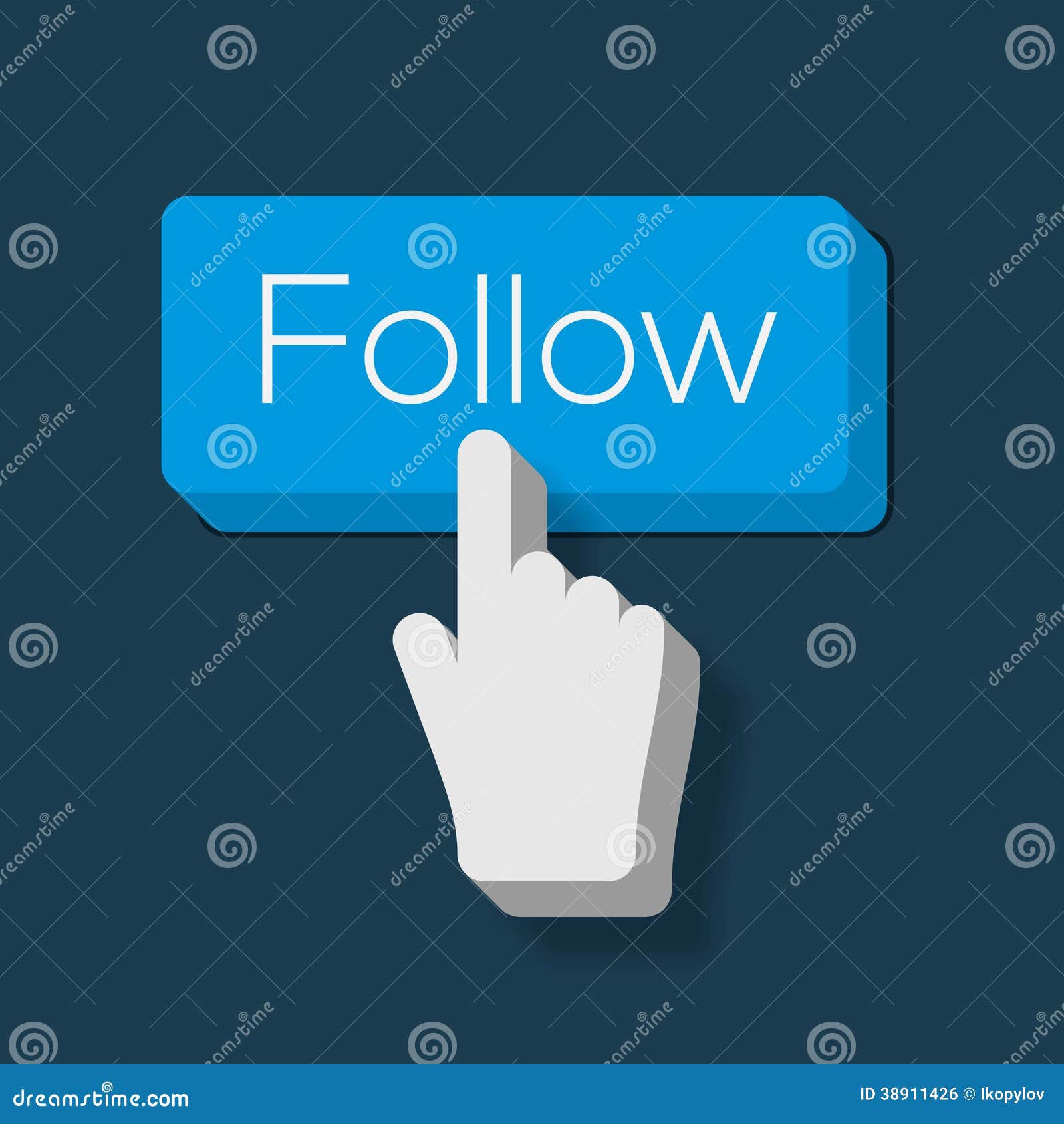 Follow Me Button with Hand Shaped Cursor Stock Vector - Illustration of ...