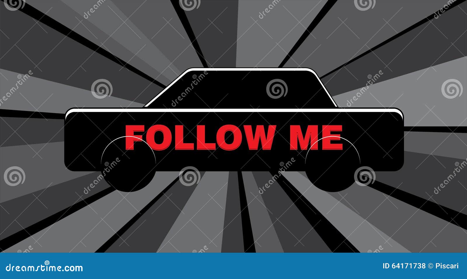 Follow me car stock vector. Illustration of vector, message - 64171738