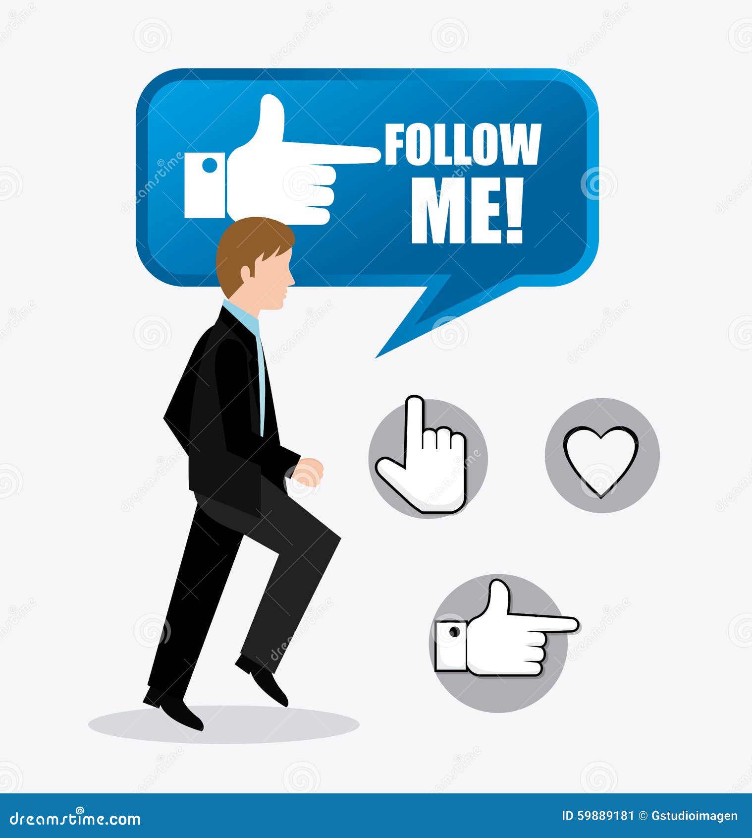 Follow Me Social and Business Theme Design Stock Vector - Illustration ...