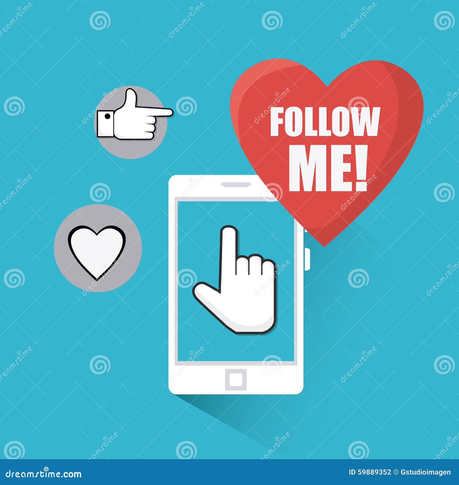 Follow Me Social and Business Theme Design Stock Vector - Illustration ...