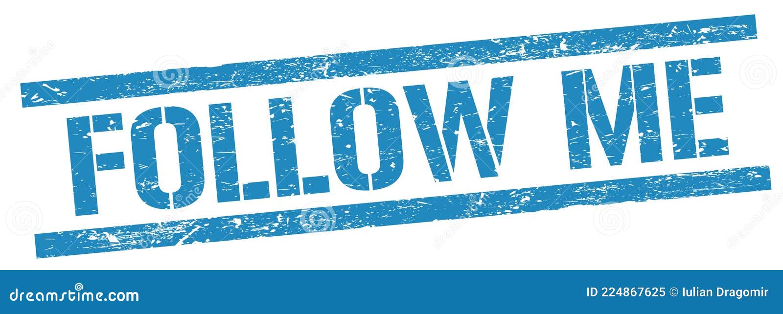 FOLLOW ME Text on Blue Grungy Rectangle Stamp Stock Illustration ...