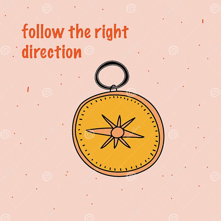 Follow the Right Direction, an Orange Compass. Stock Vector ...
