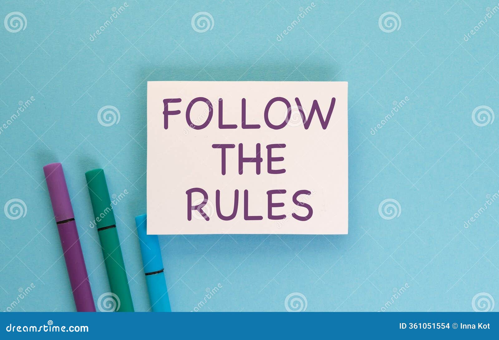 Follow the Rules Inscription on a White Card on a Blue Background ...