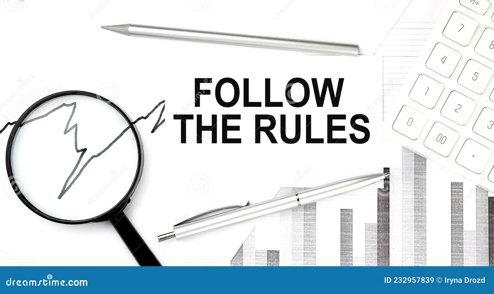 FOLLOW the RULES Text on Document with Pen,graph and Magnifier ...