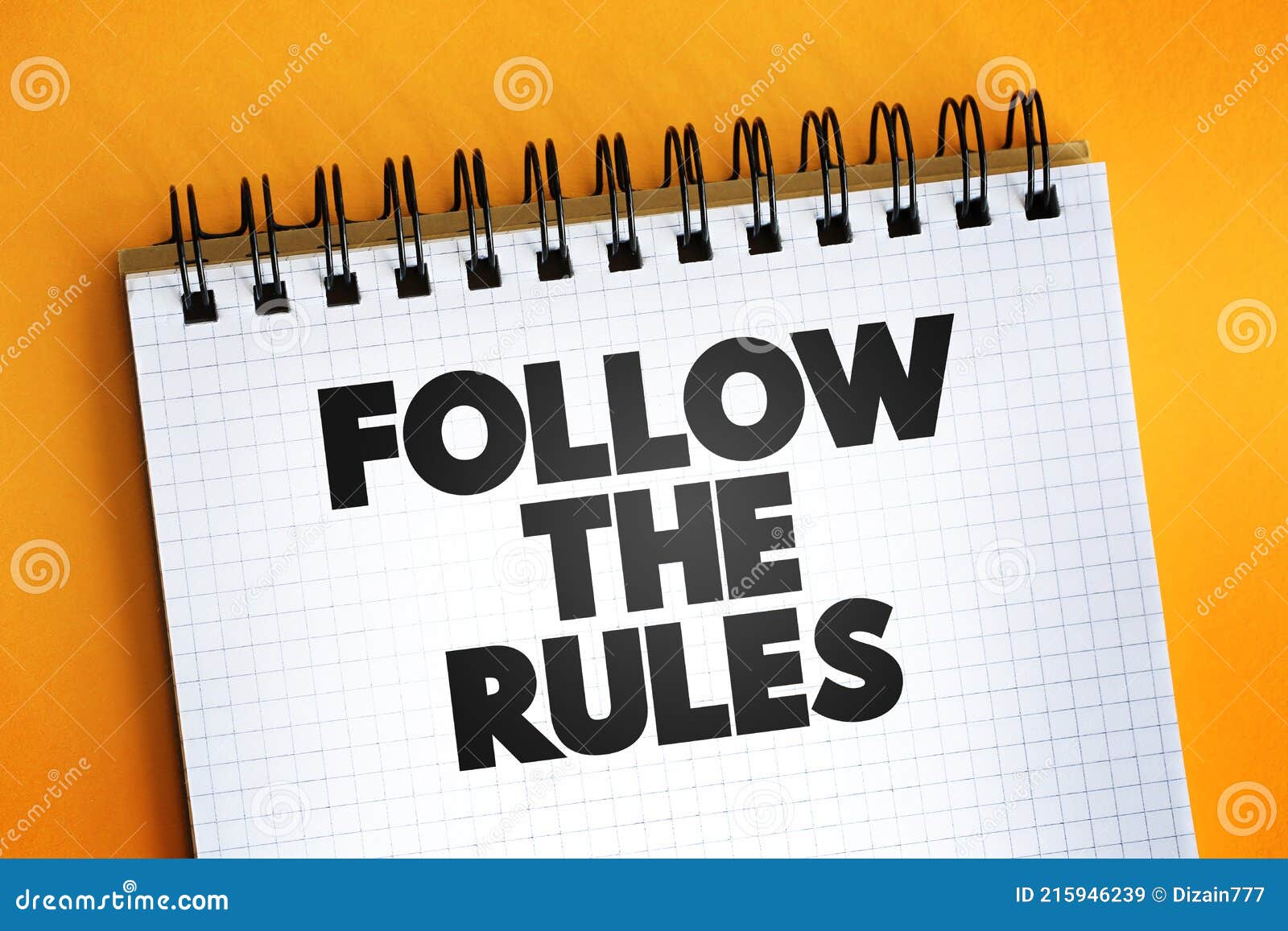 Follow the Rules Text Quote on Notepad, Concept Background Stock ...