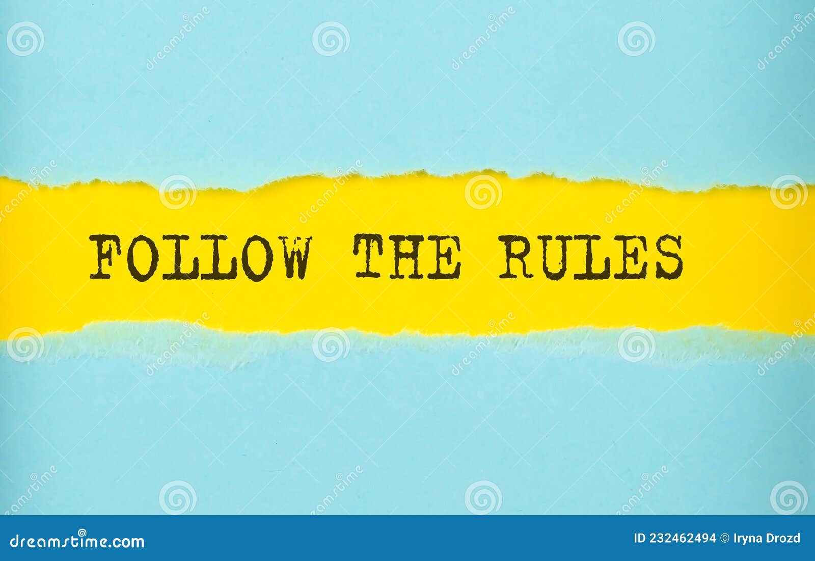 FOLLOW the RULES Text on the Torn Paper , Yellow Background Stock Photo ...