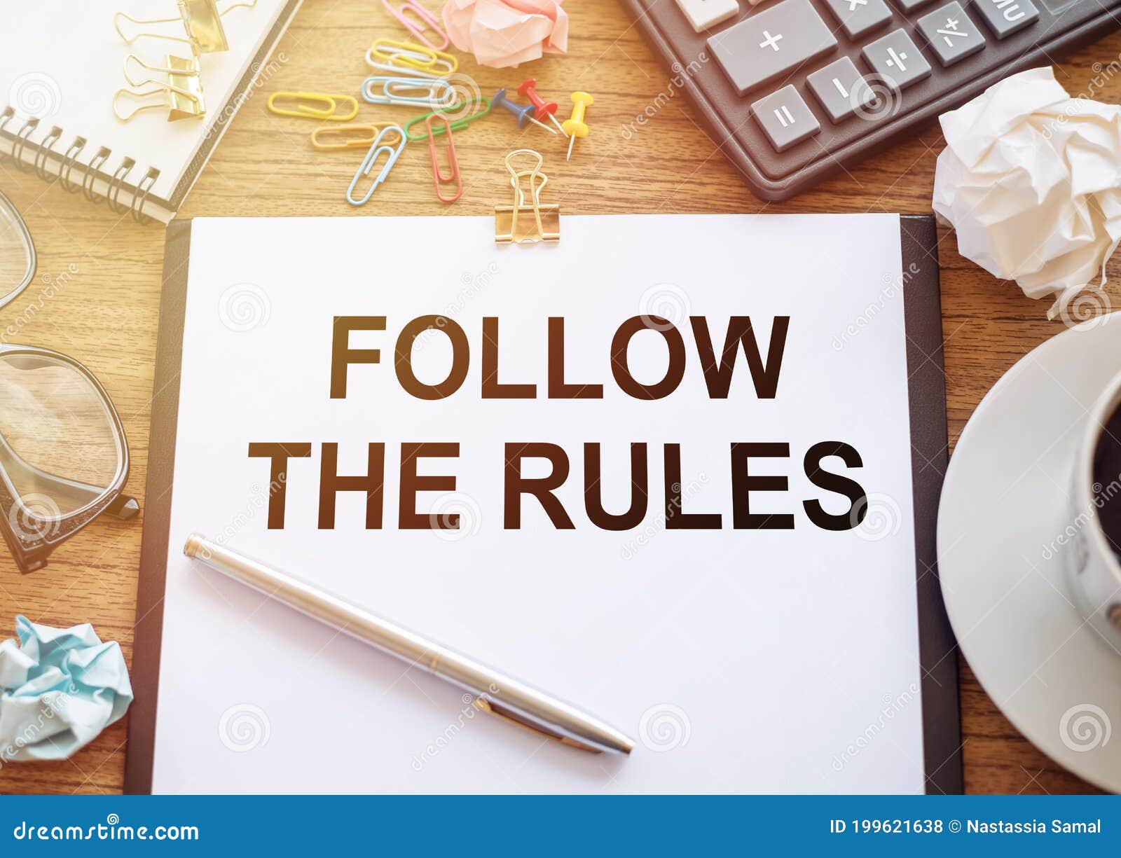 Follow the Rules Text Written on a Notebook on Office Desk Stock Photo ...
