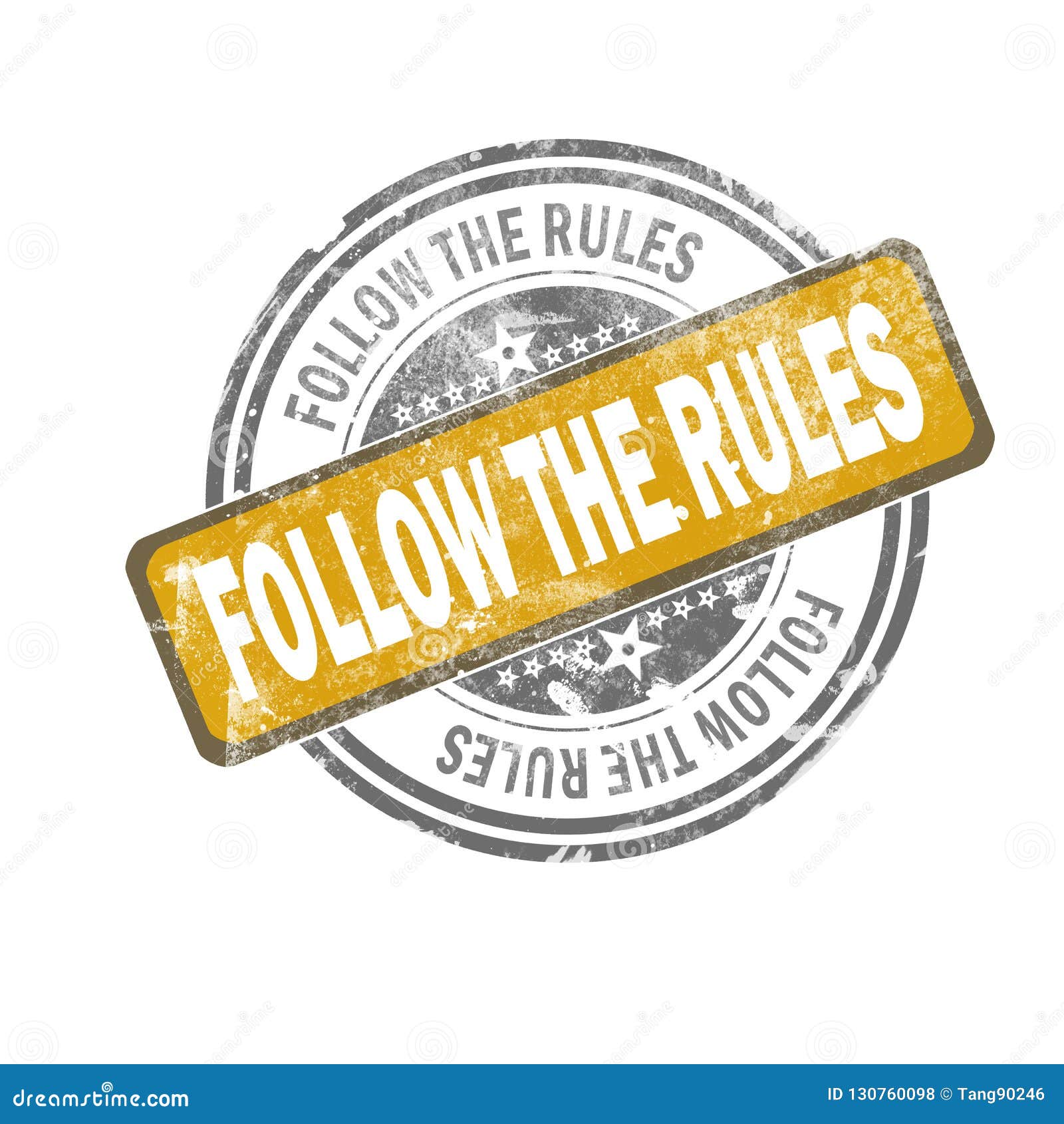Follow the Rules Yellow Vintage Stamp Stock Illustration - Illustration ...