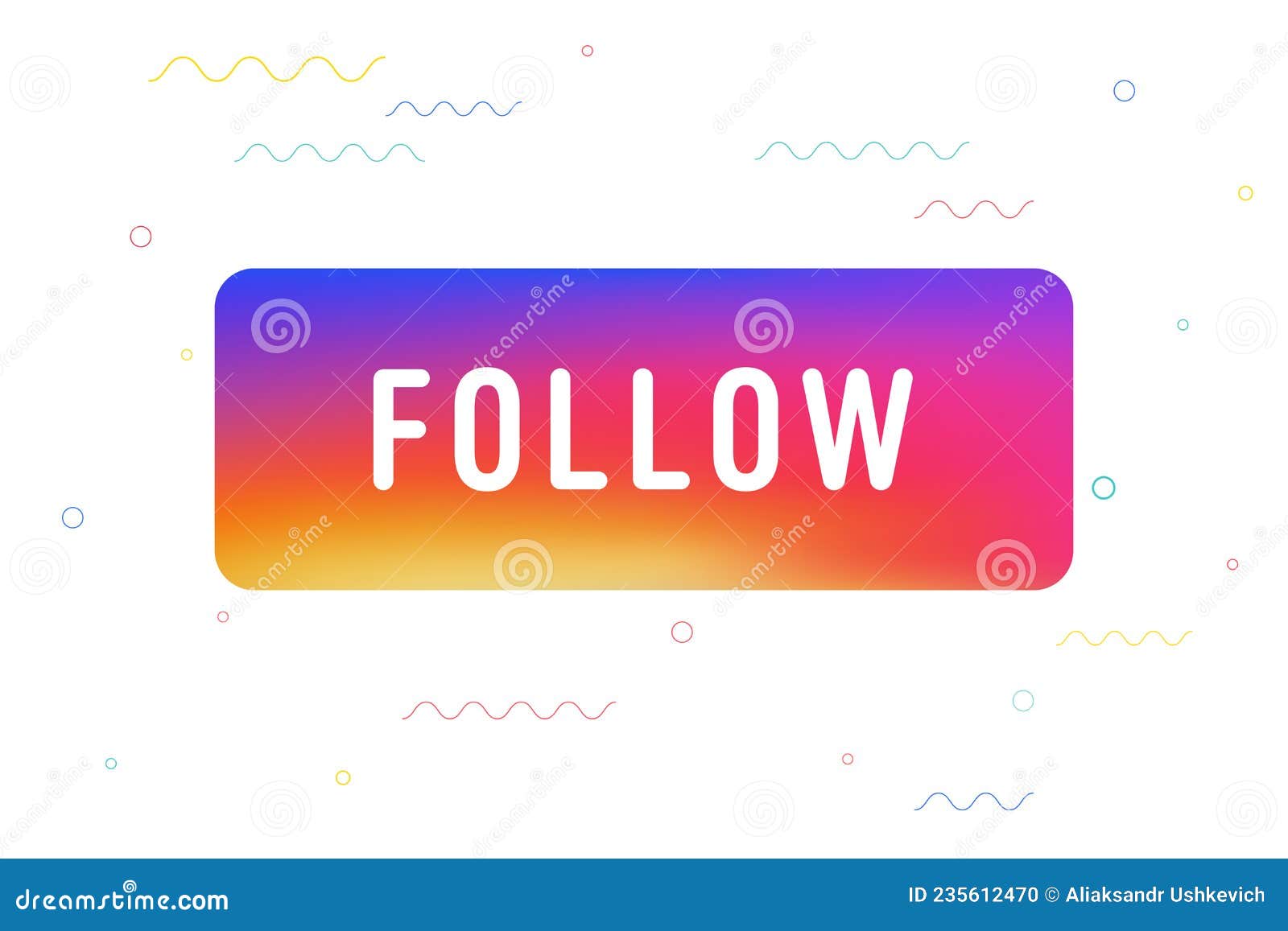 Follow Social Media Sticker Stock Vector - Illustration of shape ...
