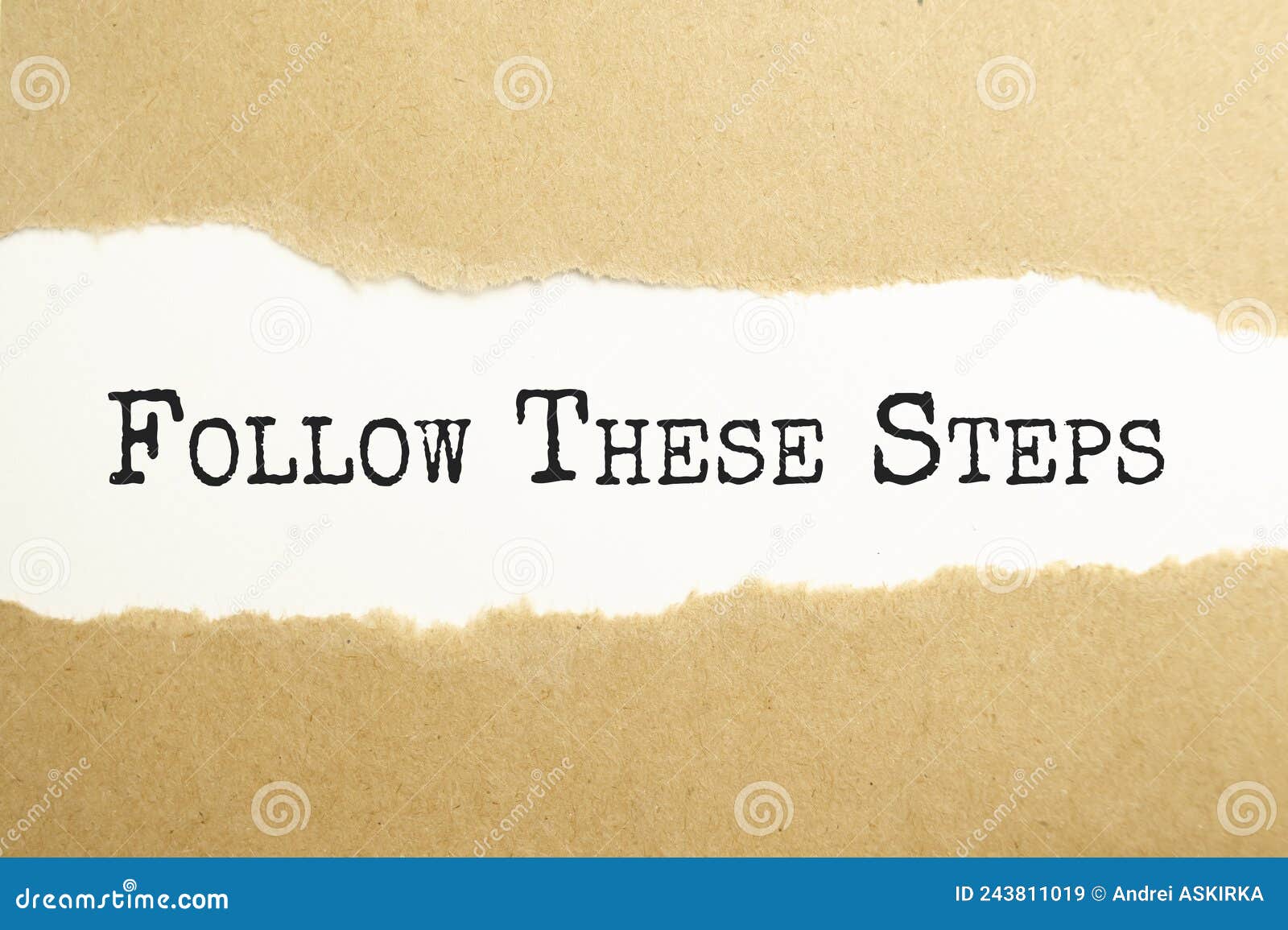 Follow these Steps Sign on the Torn Paper on the Black Background Stock ...