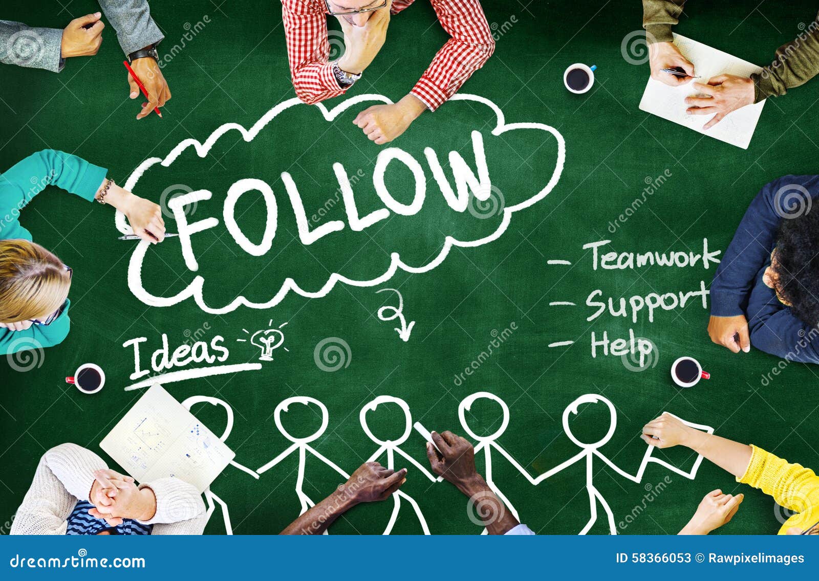 Follow Support Ideas Teamwork Social Media Concept Stock Image - Image ...
