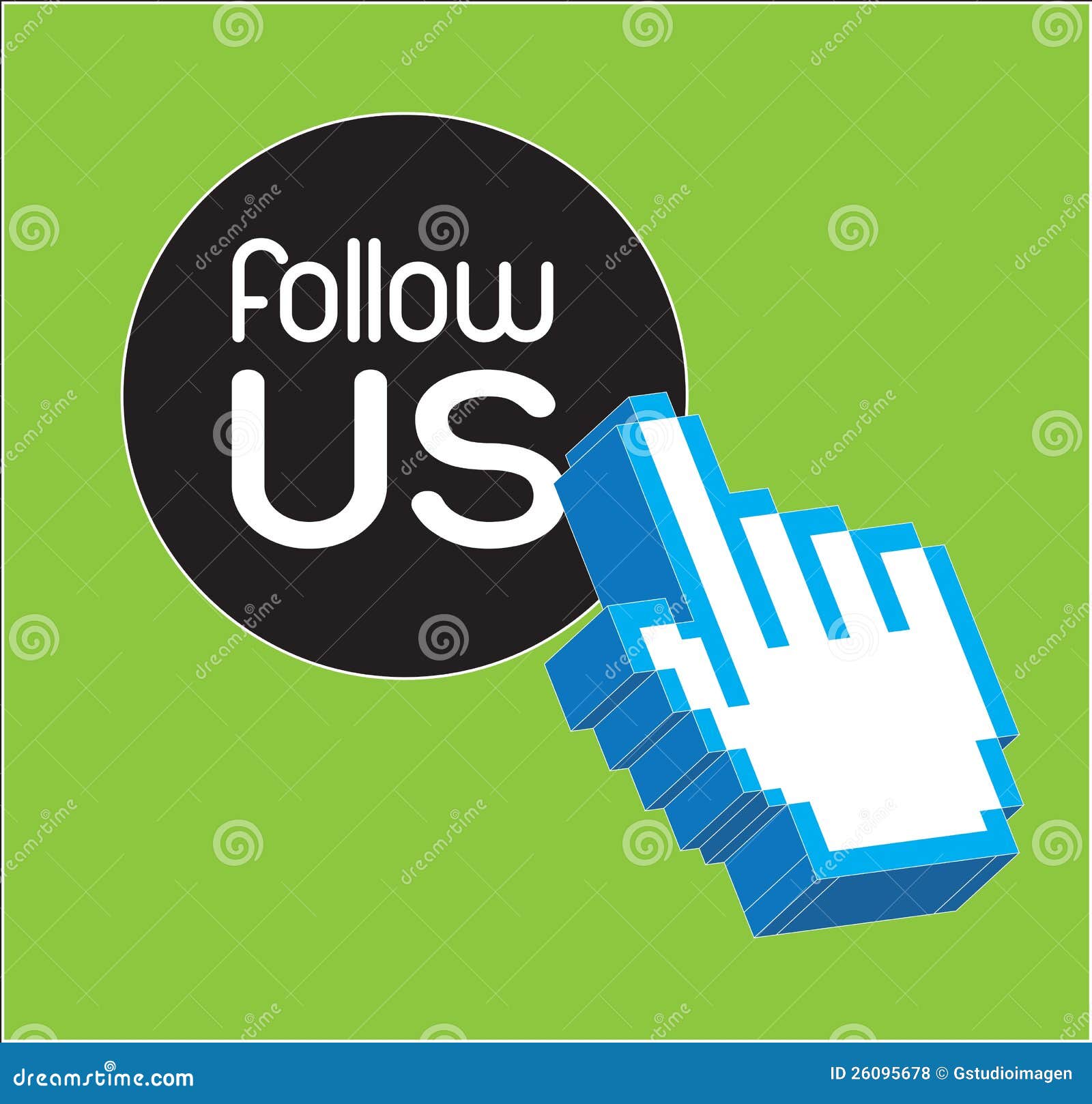 Follow us stock vector. Illustration of hand, partnership - 26095678