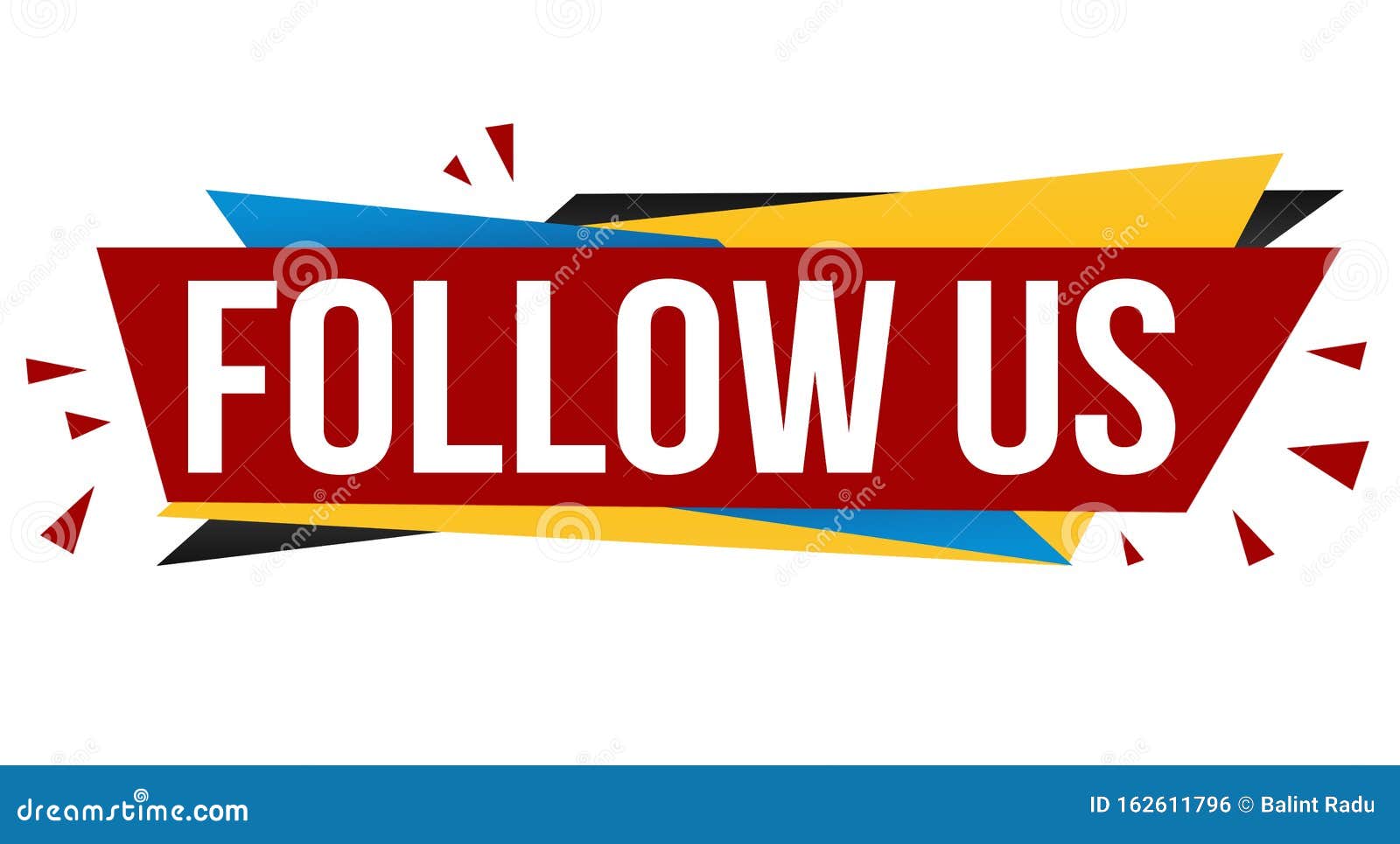Follow us banner design stock vector. Illustration of button - 162611796