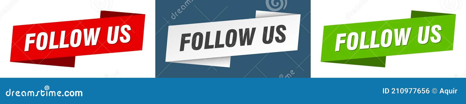Follow Us Banner. Follow Us Ribbon Label Sign Set Stock Vector ...