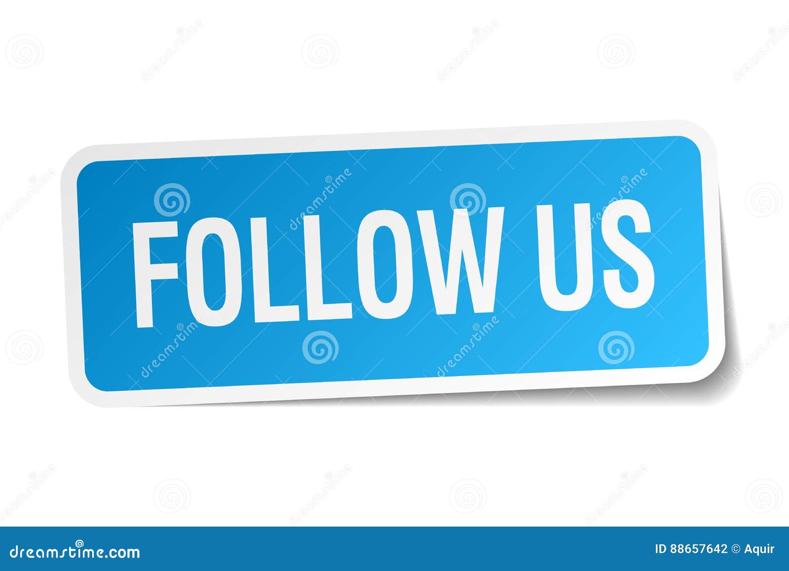 Follow Us Blue Square Sticker Stock Vector - Illustration of sign ...