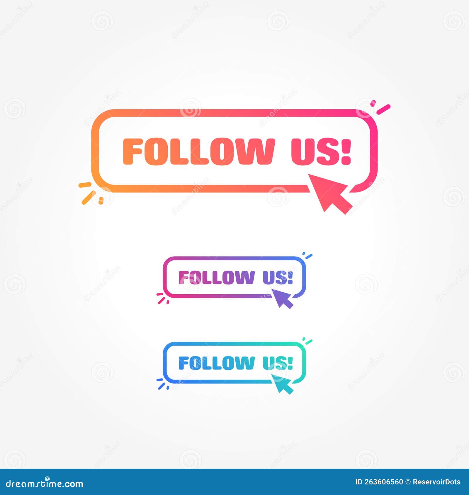 Follow Us Button with Cursor Label Set Stock Illustration ...
