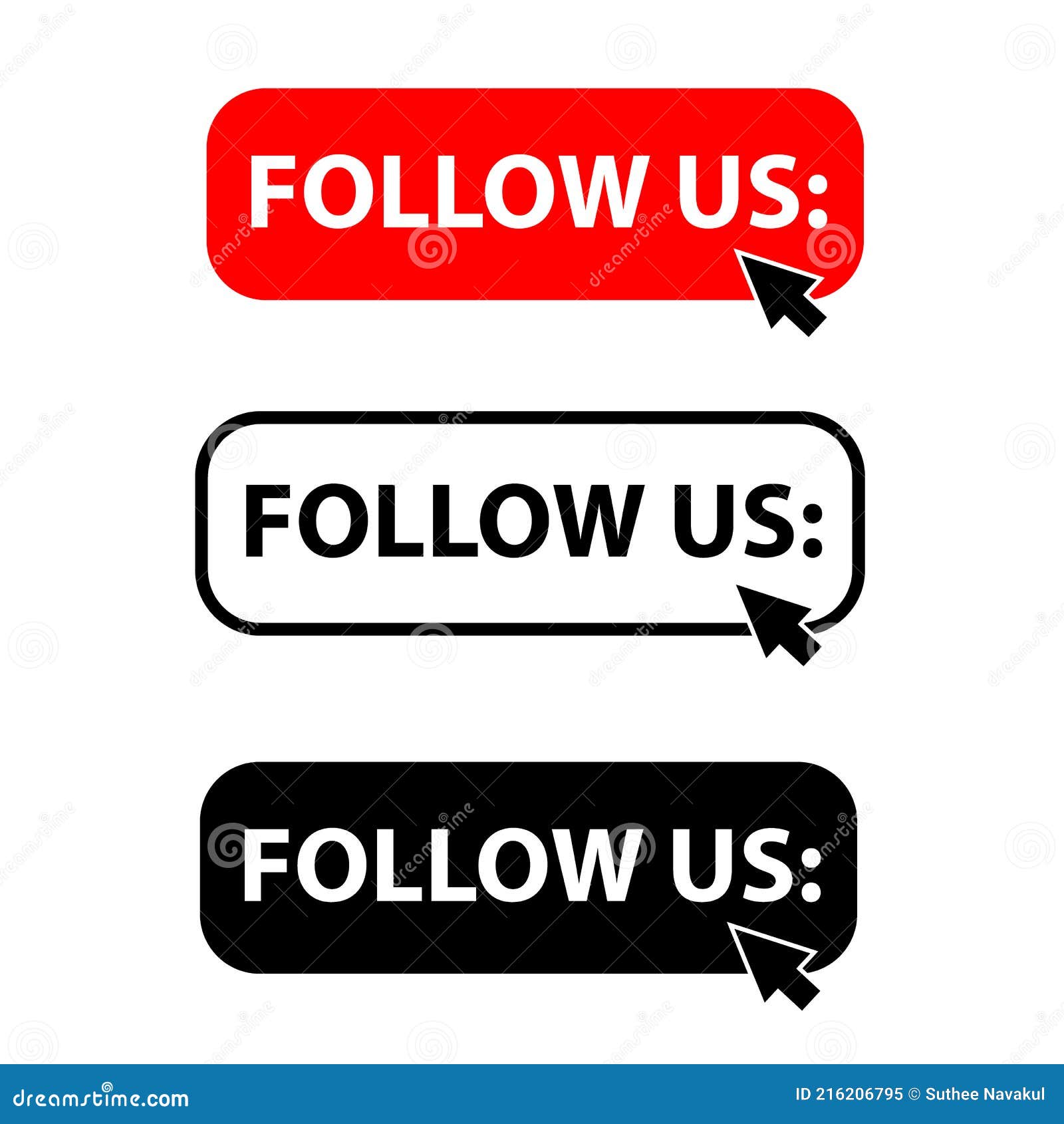 Follow Us Button with Cursor Label Set. Follow Us with Cursor Button ...