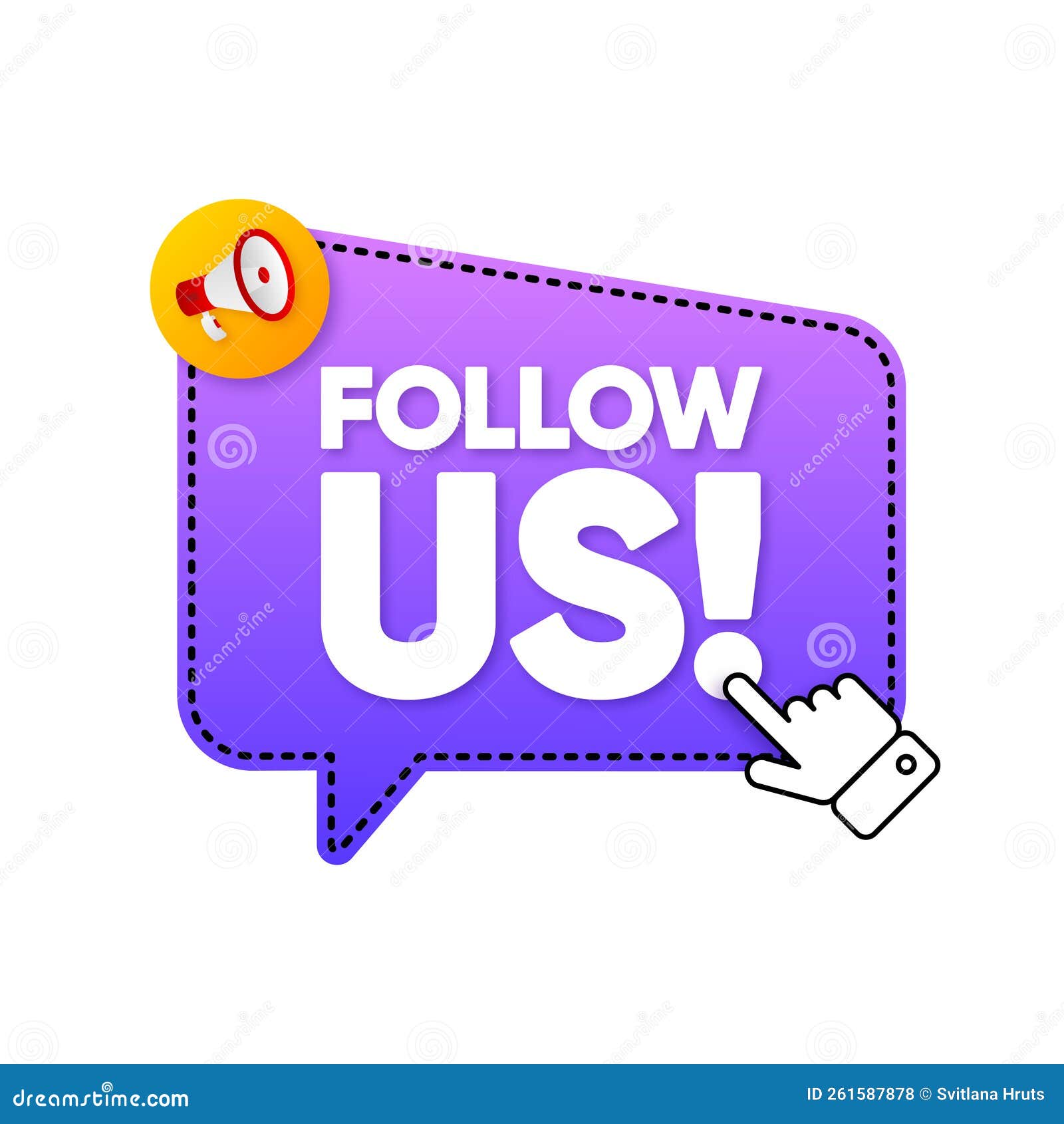 Follow US Button, Icon, Emblem. Follow US Label. Mouse Click on Banner ...