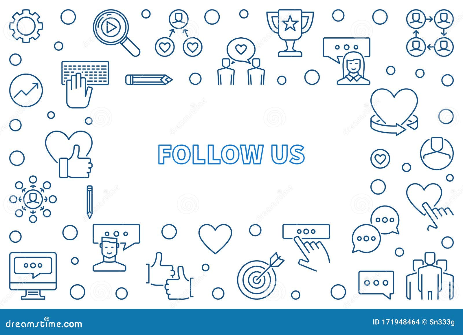 Follow US Concept Outline Frame. Vector Illustration Stock Vector ...