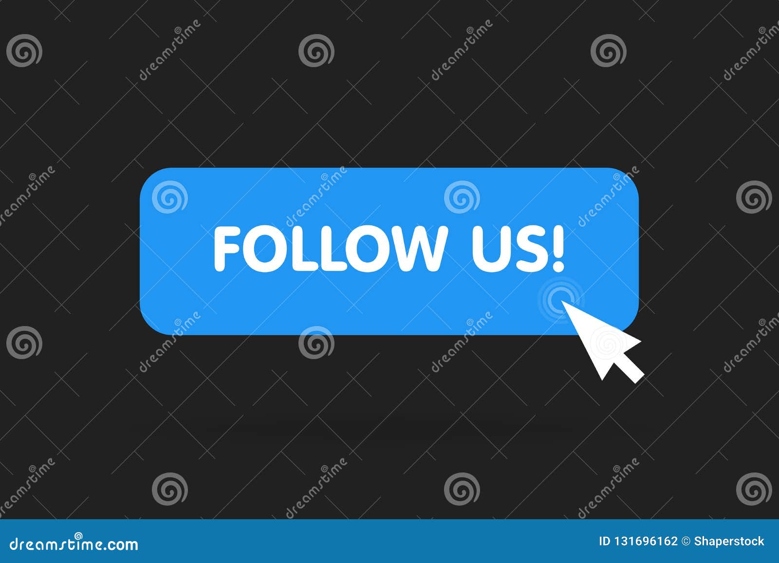 Follow Us with Cursor Button Icon in a Flat Design. Stock Vector ...