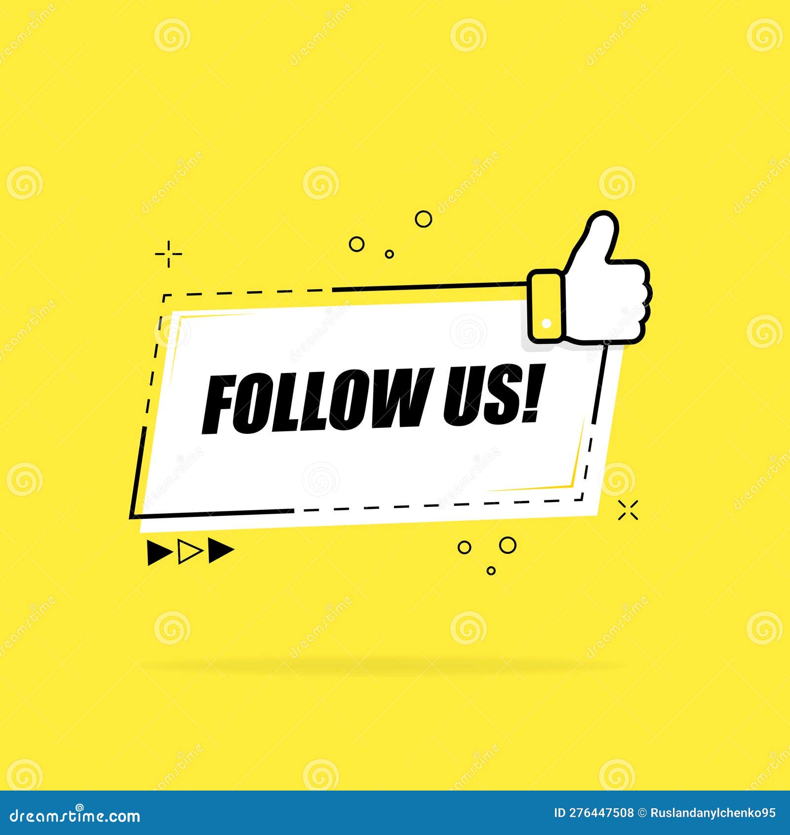 Follow Us Icon with Thumbs Up Hand. Vector Illustration. Stock Vector ...