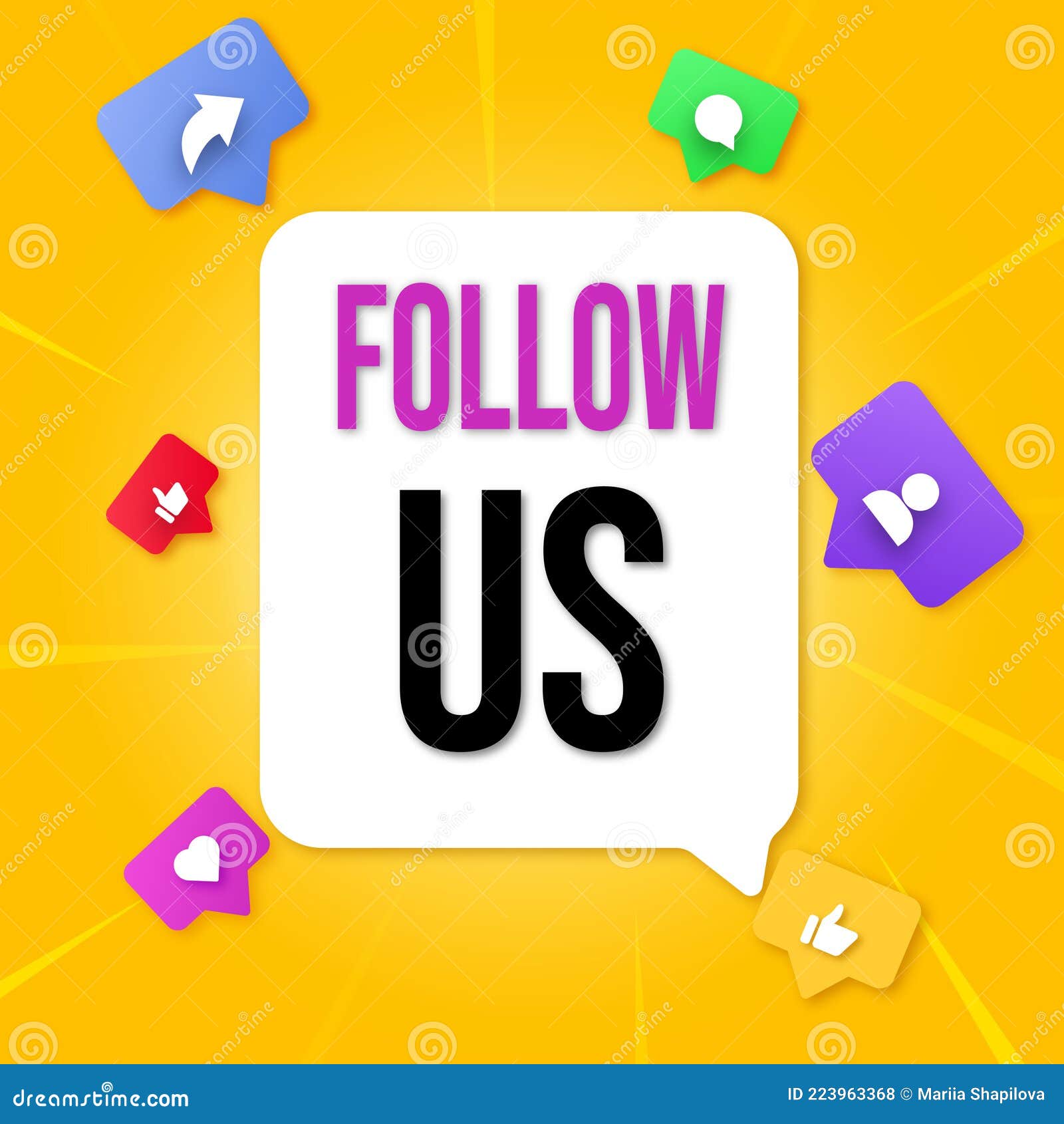 Follow us text stock illustration. Illustration of banner - 223963368