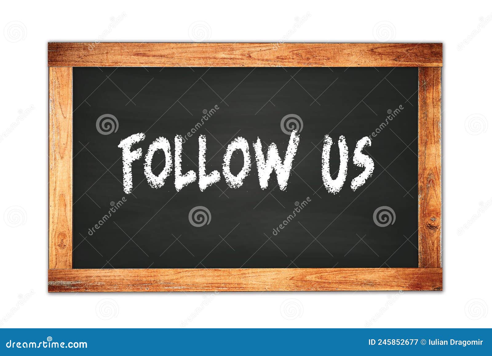 FOLLOW US Text Written on Wooden Frame School Blackboard Stock Image ...