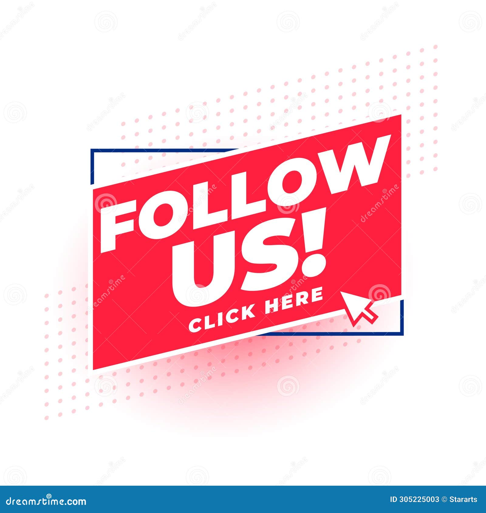 Follow Us Web Promo Template with Cursor Design Stock Illustration ...