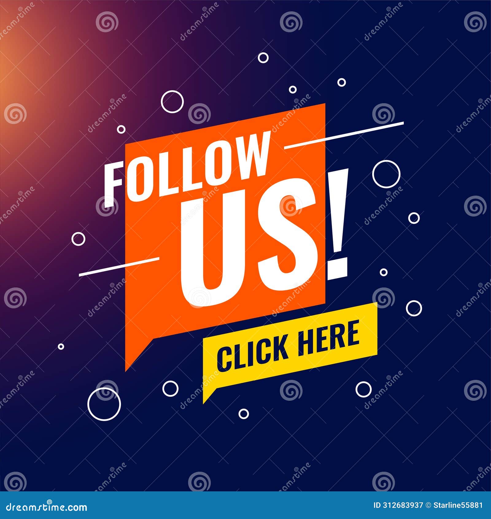 Follow Us Web Template with Click Here Tag Design Stock Vector ...