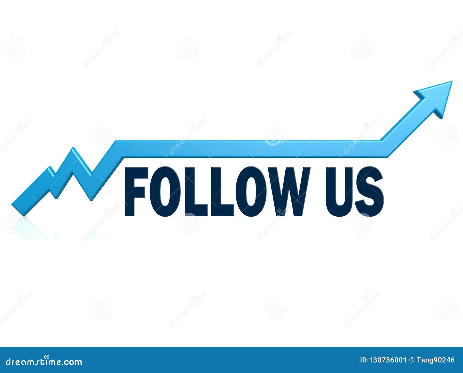 Follow Us Word with Blue Grow Arrow Stock Illustration - Illustration ...