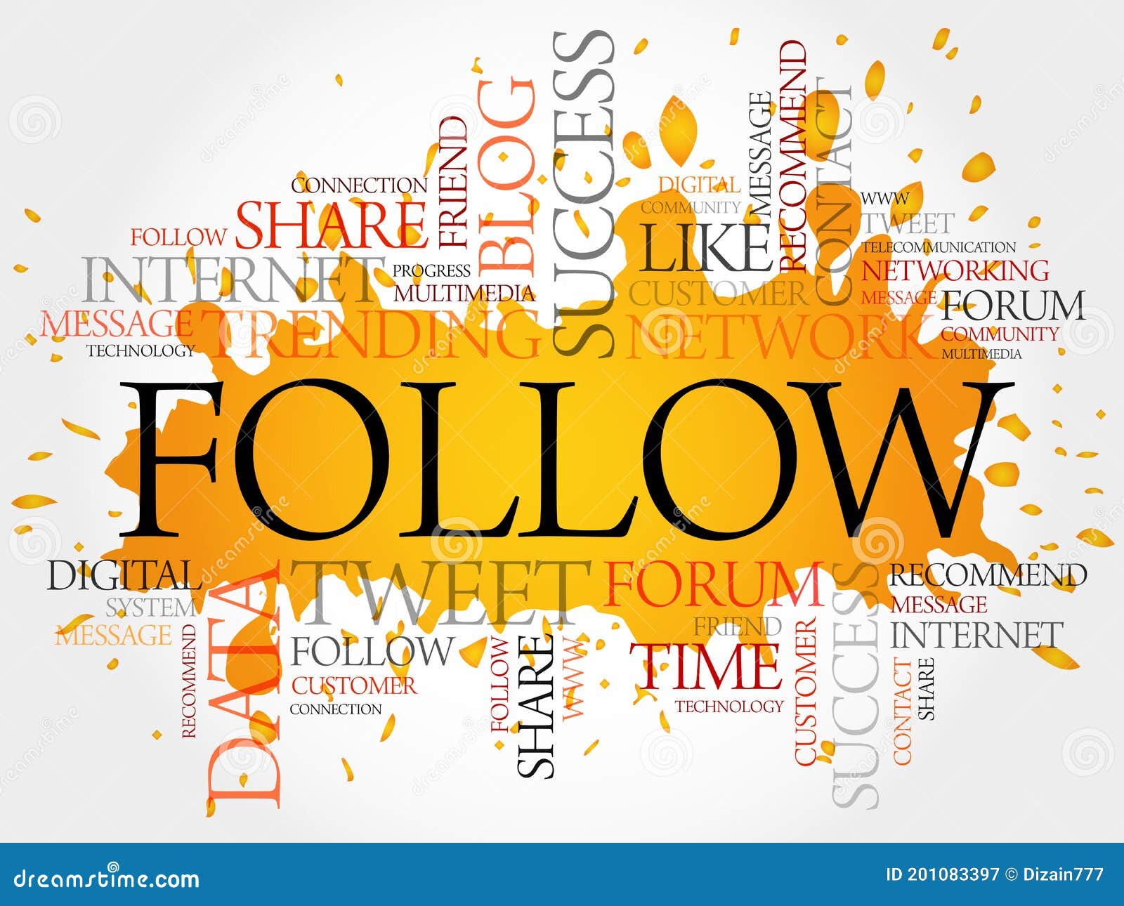 FOLLOW word cloud stock illustration. Illustration of connect - 201083397