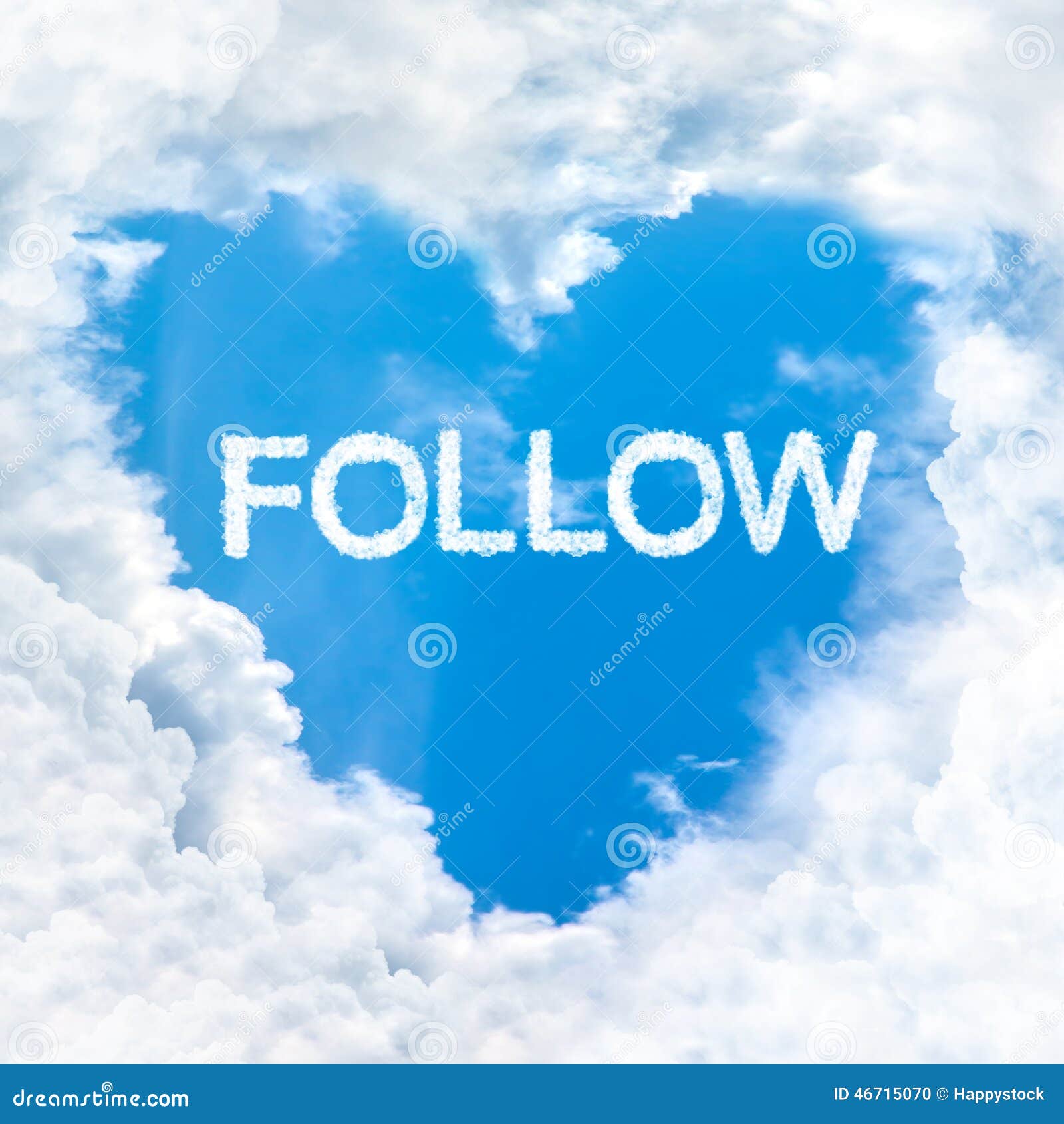 Follow Word Inside Heart Cloud Stock Photo - Image of alphabet ...