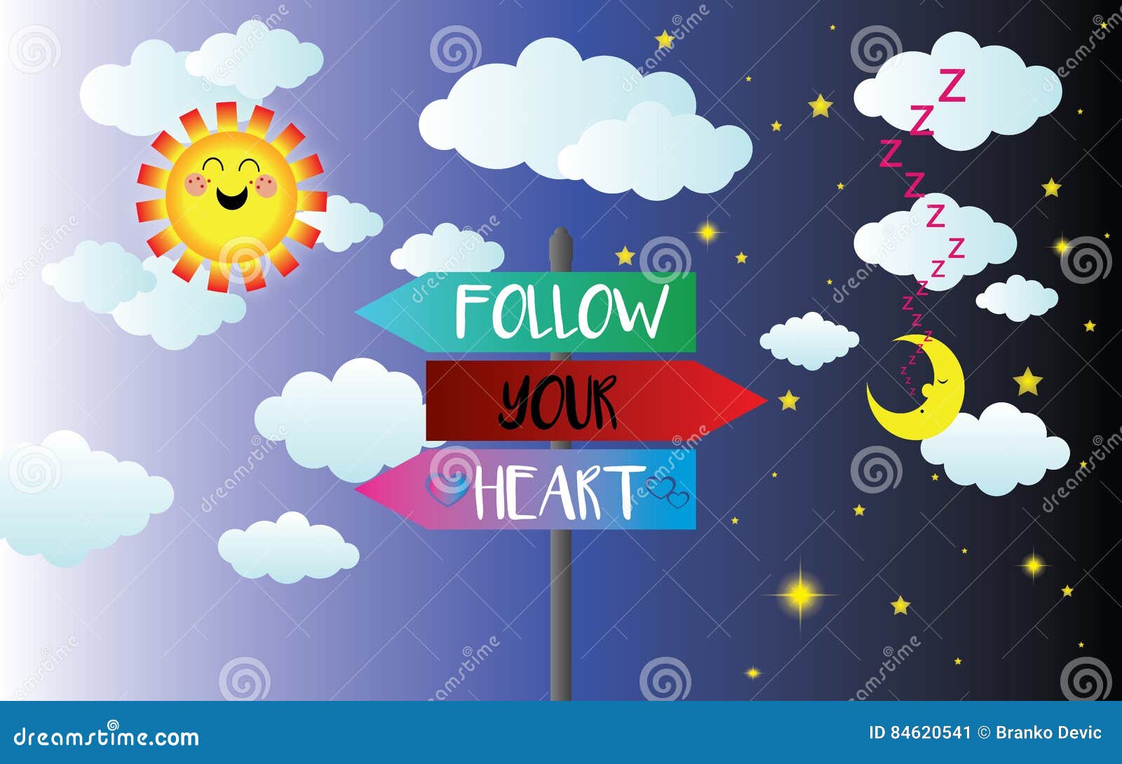 Follow your heart sign stock illustration. Illustration of signpost ...