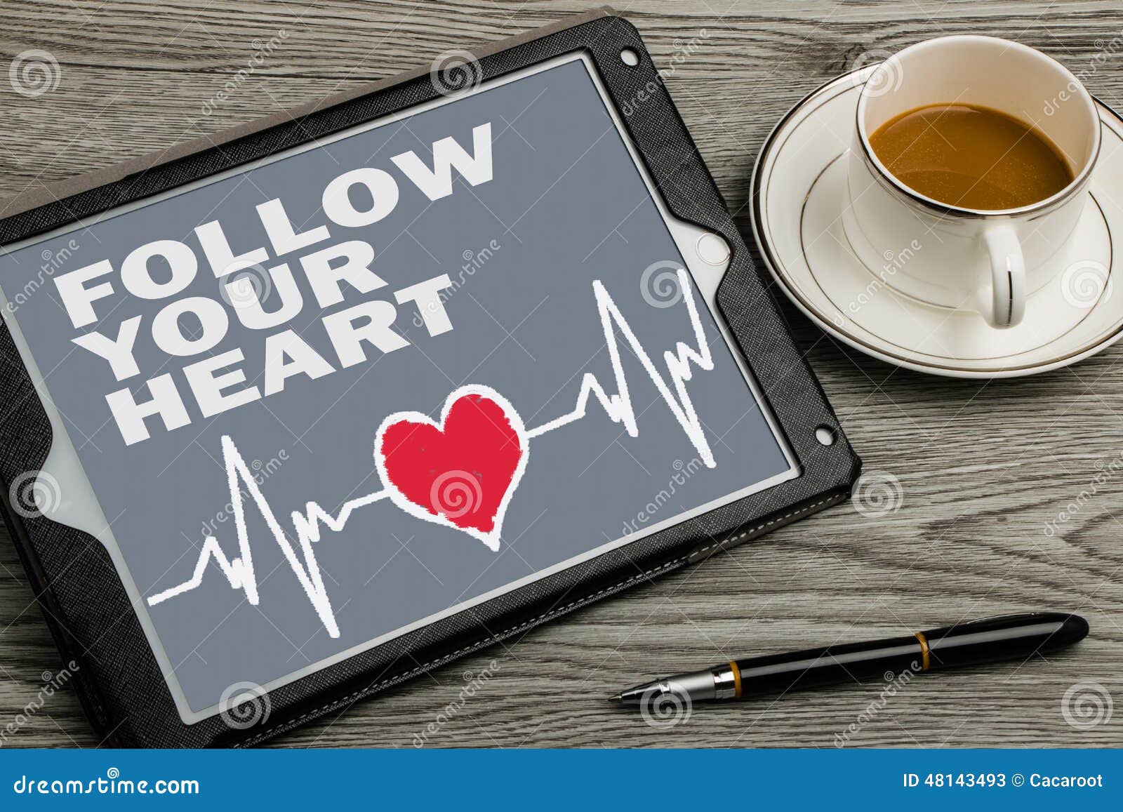 Follow Your Heart on Touch Screen Stock Image - Image of coffee ...