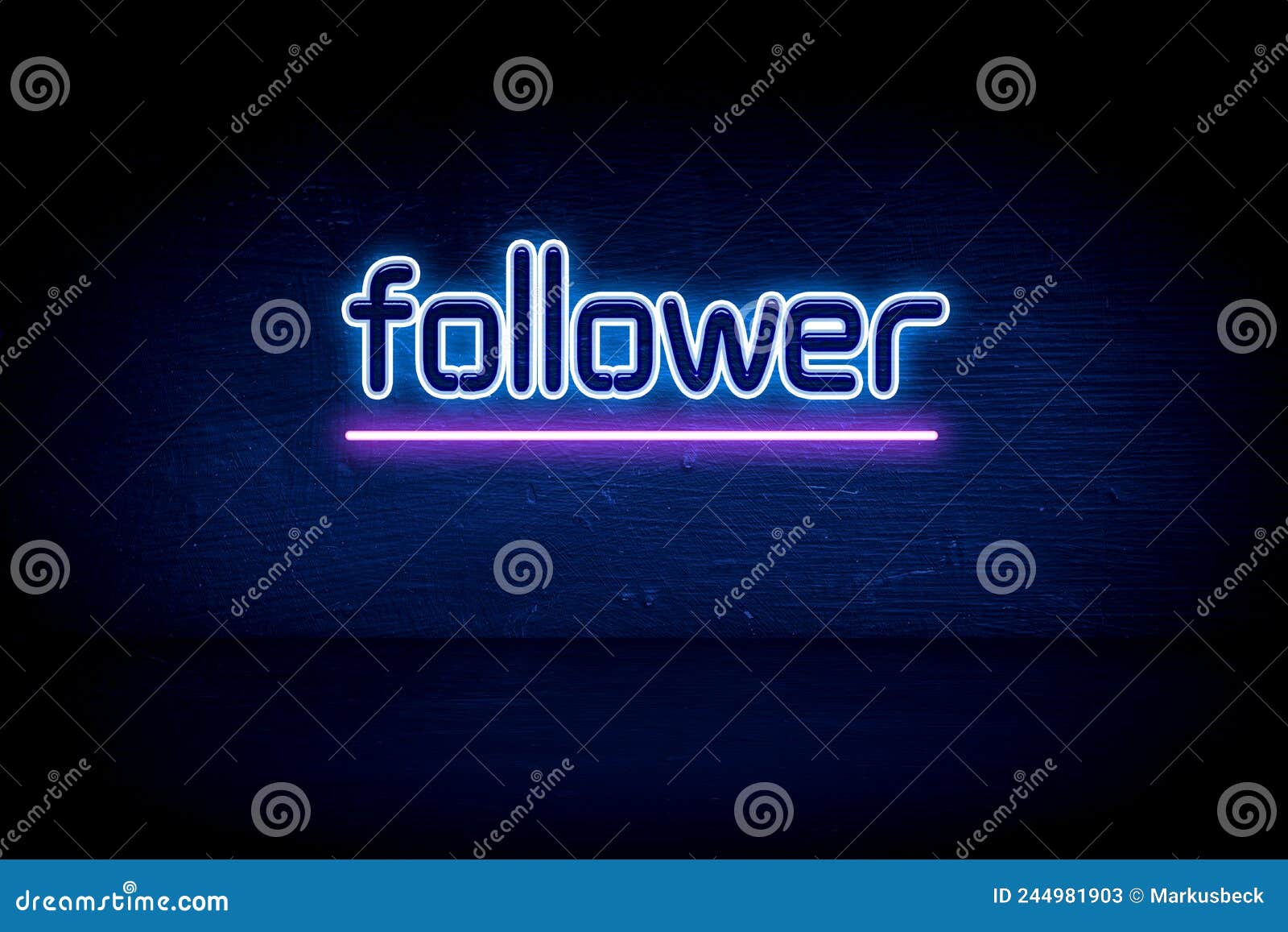 Follower - Blue Neon Announcement Signboard Stock Image - Image of ...