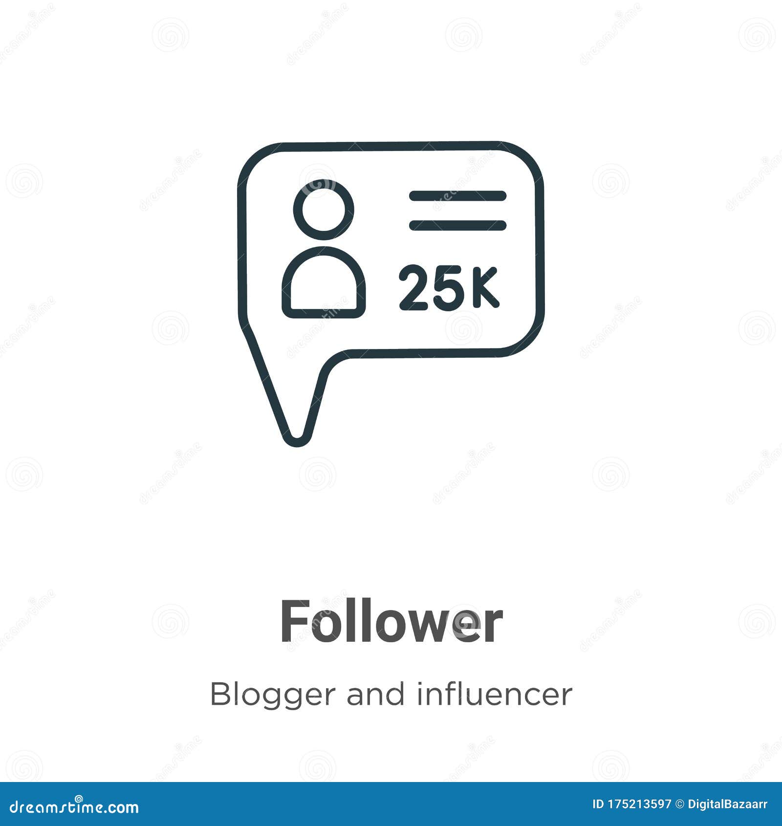 Follower Outline Vector Icon. Thin Line Black Follower Icon, Flat ...